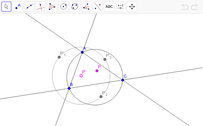 The Isogonal Conjugate of a Point on the Circumcircle – GeoGebra