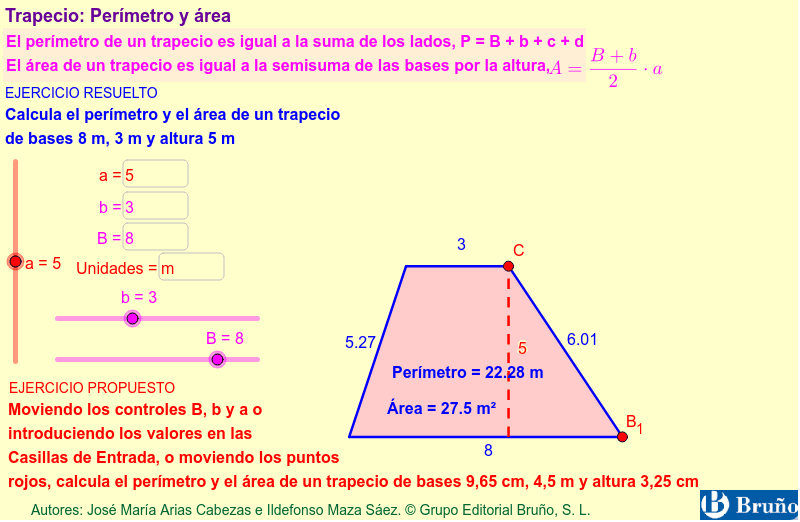 Trapecio: Perímetro y área – GeoGebra