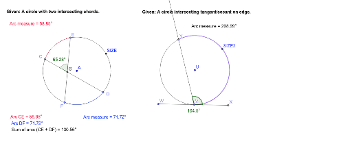 Arc Measures/Intersections (Interior,Edge) – GeoGebra