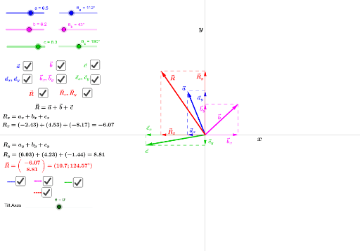 Vector Addition Using Scalar Components (Version 2) – GeoGebra