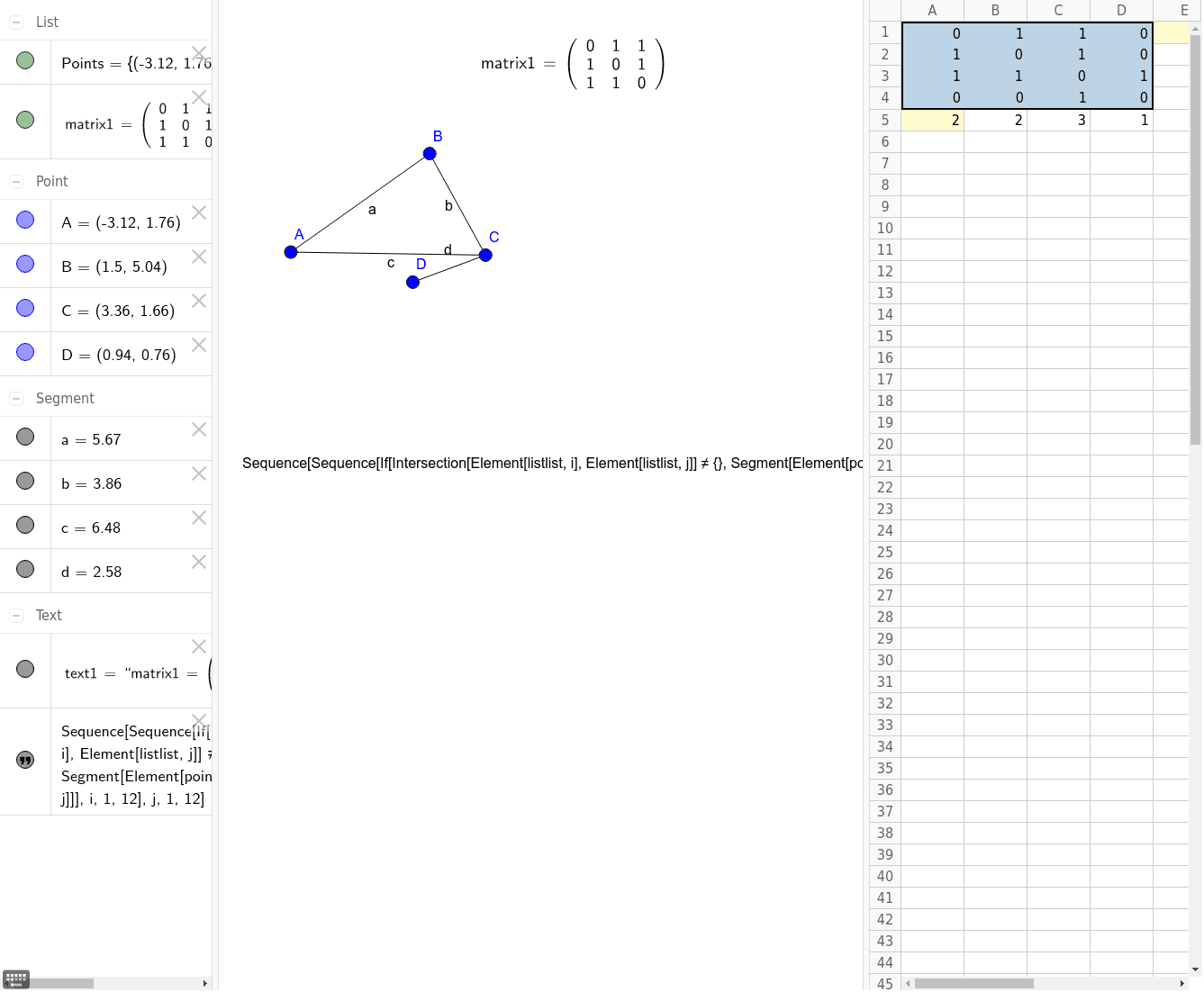 Adjacent Matrix – GeoGebra