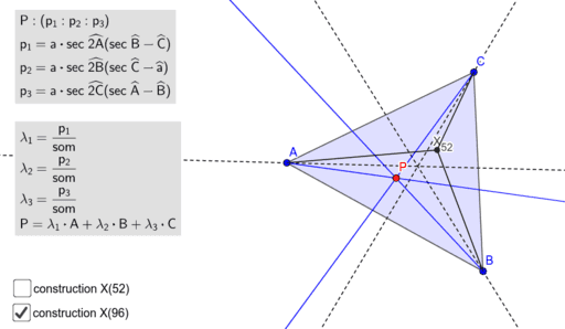 X(96) Isogonal conjugate of X(52) – GeoGebra