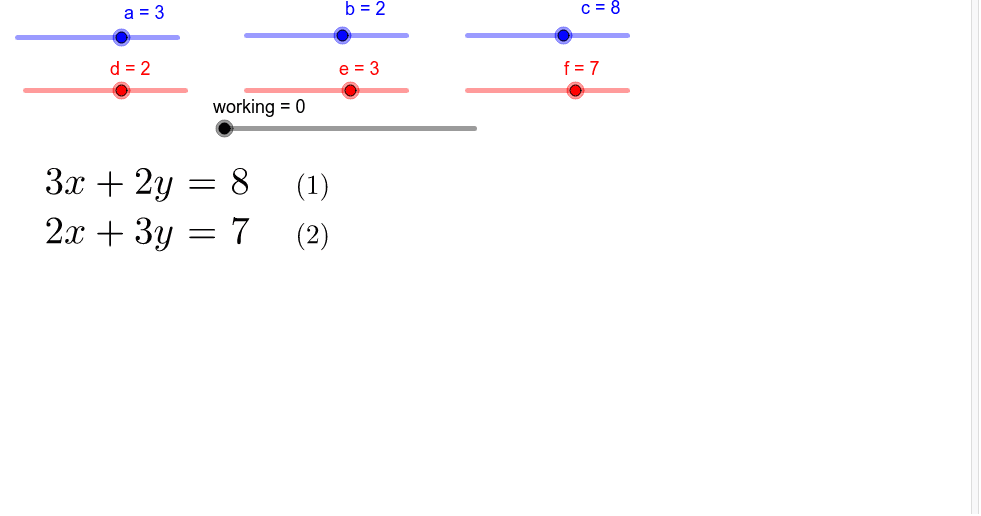 Guided Practice Solving Systems Using Eliminations – GeoGebra