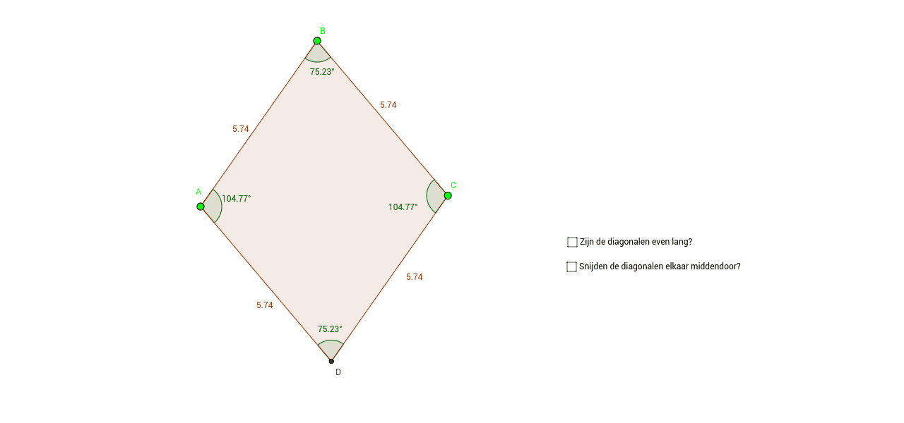 Eigenschappen ruit – GeoGebra