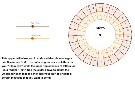 Caesarian Shift Cipher Applet – GeoGebra