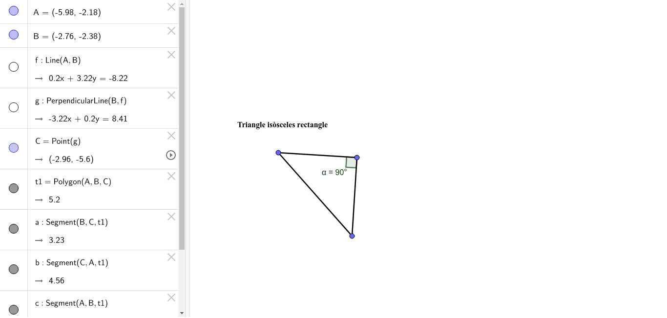 triangle isosceles rectangle – GeoGebra