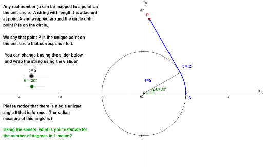 Mapping Real Numbers onto the Unit Circle – GeoGebra