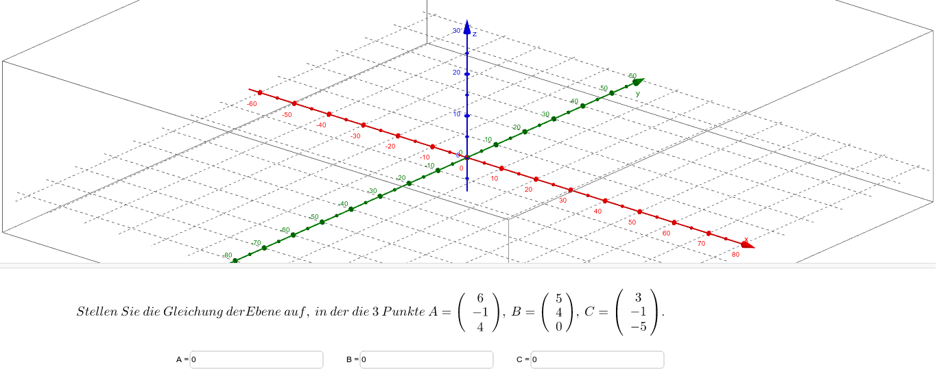 Übung 1: Eine Ebene durch 3 Punkte – GeoGebra
