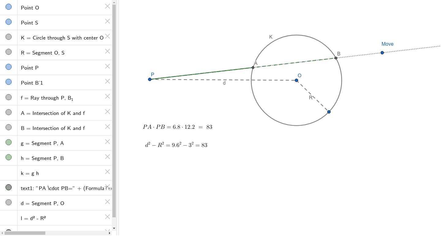 Power of a point – GeoGebra