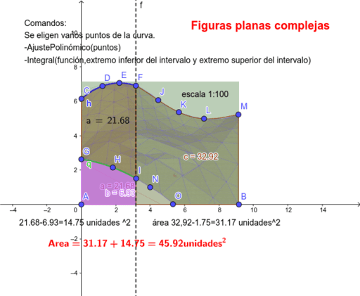 áreas de figuras planas complejas – GeoGebra