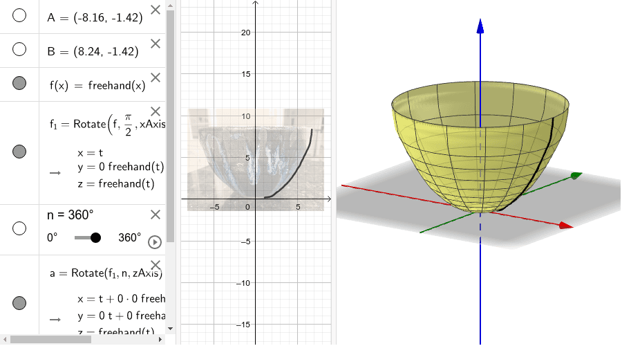 Freehand Pottery Bowl Surface of Revolution – GeoGebra