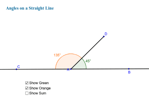 Straight line 180 degrees - rounded to nearest whole number – GeoGebra