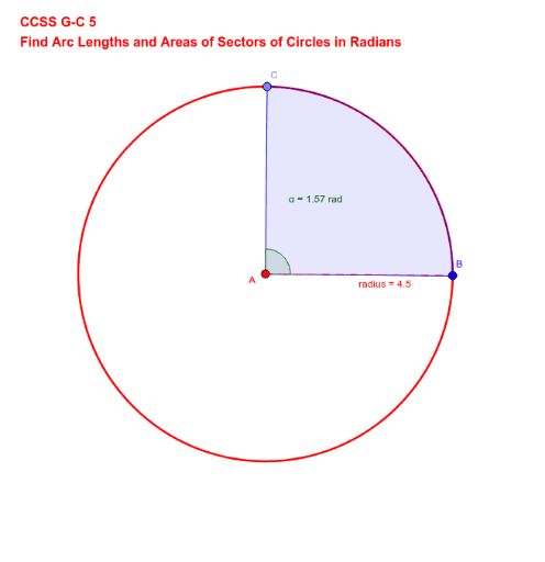 Arc Lengths & Area of Sectors of Circles (Radians) – GeoGebra