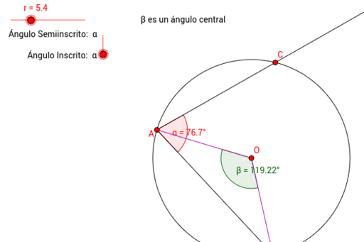 Ángulos Inscritos y Semiinscritos en la Circunferencia – GeoGebra