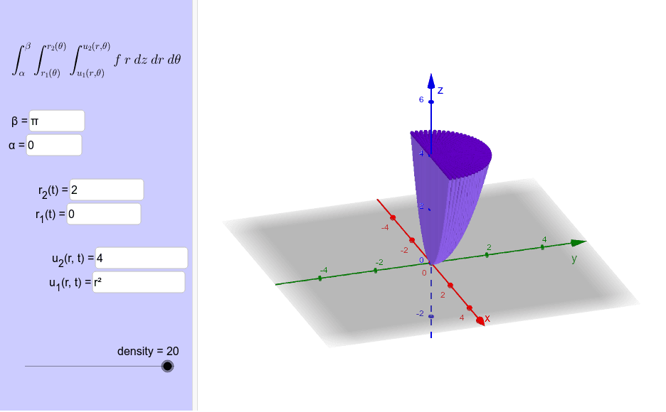 Triple Integral In Cylindrical Coordinates Visualizer GeoGebra