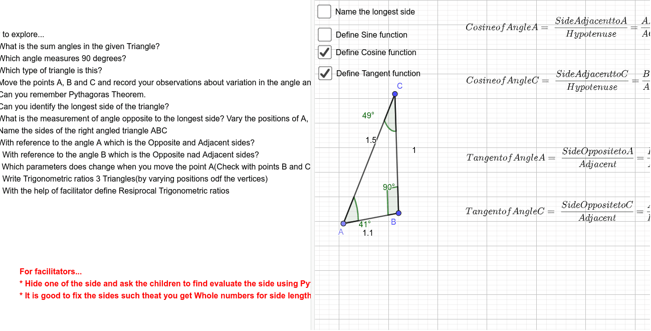 Defining Trigonometric functions – GeoGebra