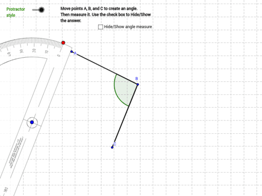 Protractor Practice (Not Random) – GeoGebra