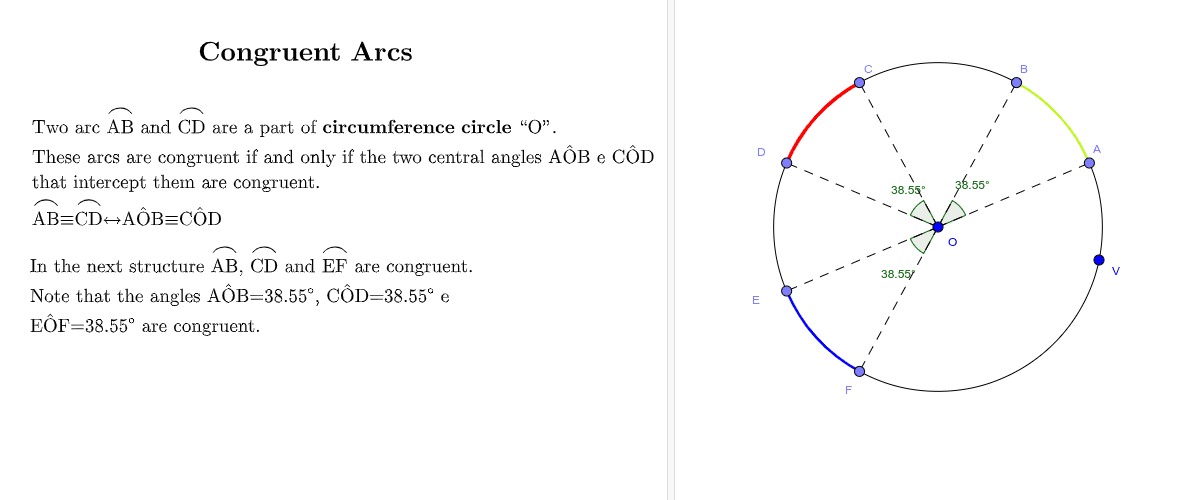 Congruent Arcs and Arcs Addition – GeoGebra