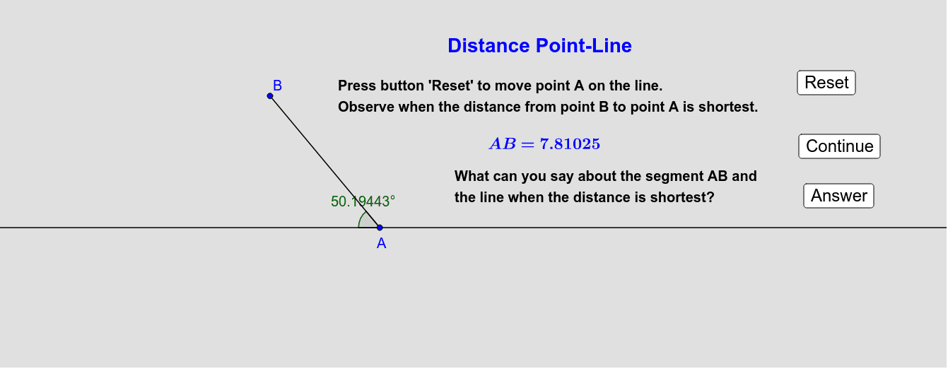 Distance from a point to a line – GeoGebra