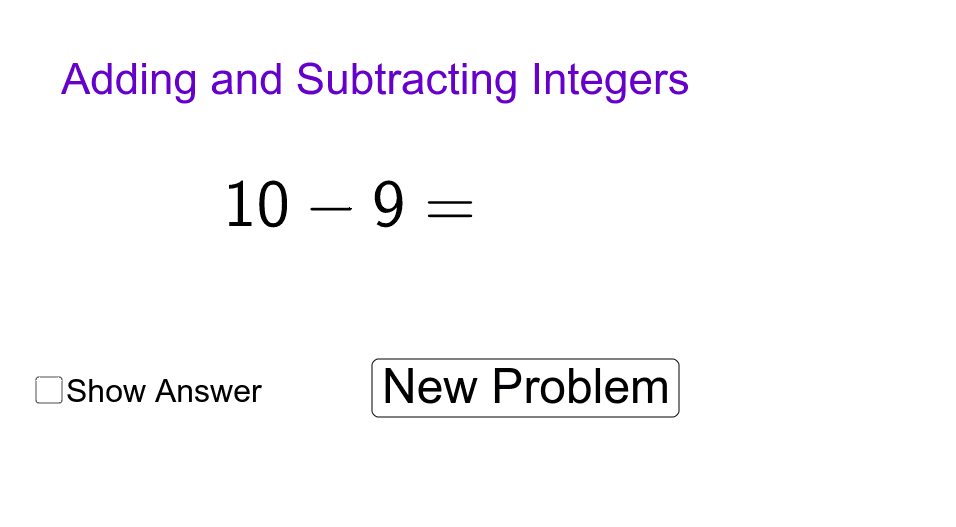 Adding and Subtracting Positive and Negative Integers – GeoGebra