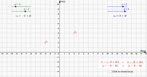 Loci of Iz-z_1I=Iz-z_2I on an argand diagram. – GeoGebra