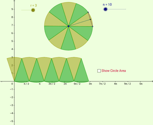 Area of a Circle - Wedge Demo 1 – GeoGebra