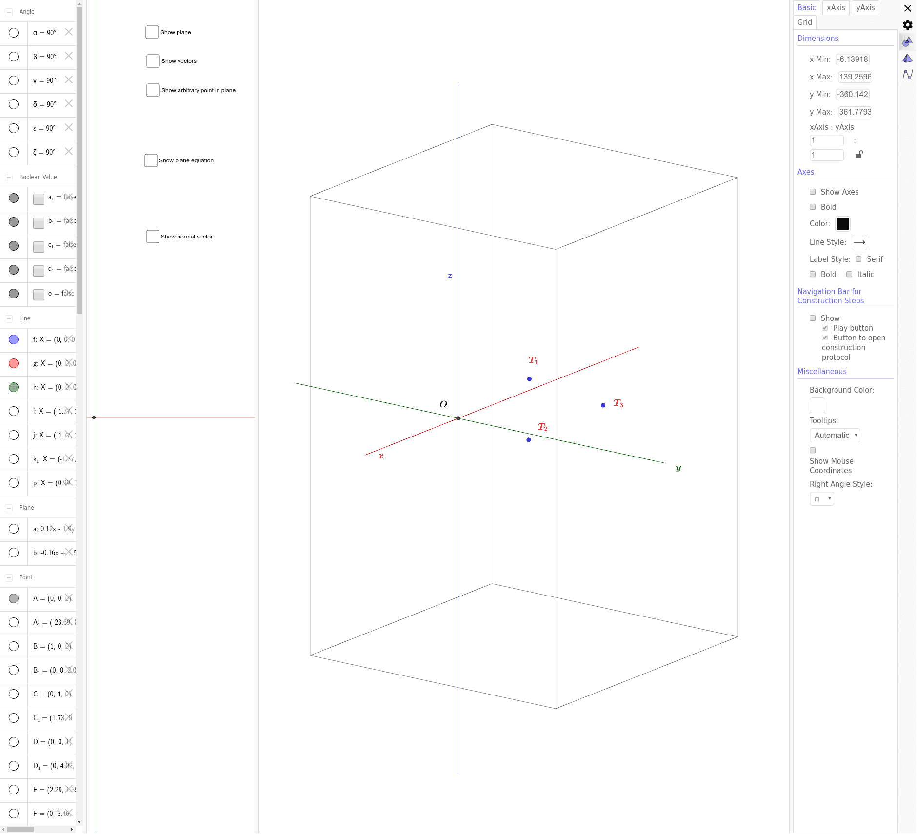 Equation of plane through 3 points – GeoGebra