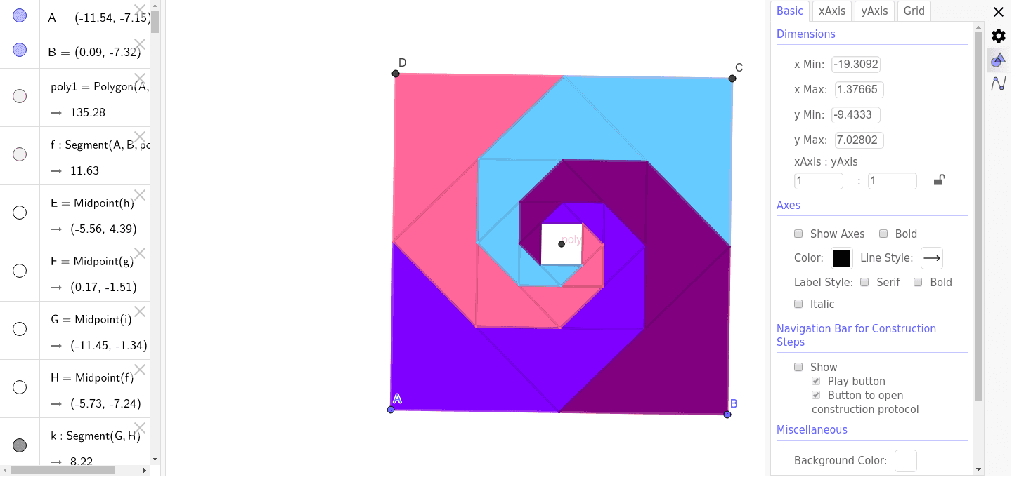 savanna square spiral – GeoGebra