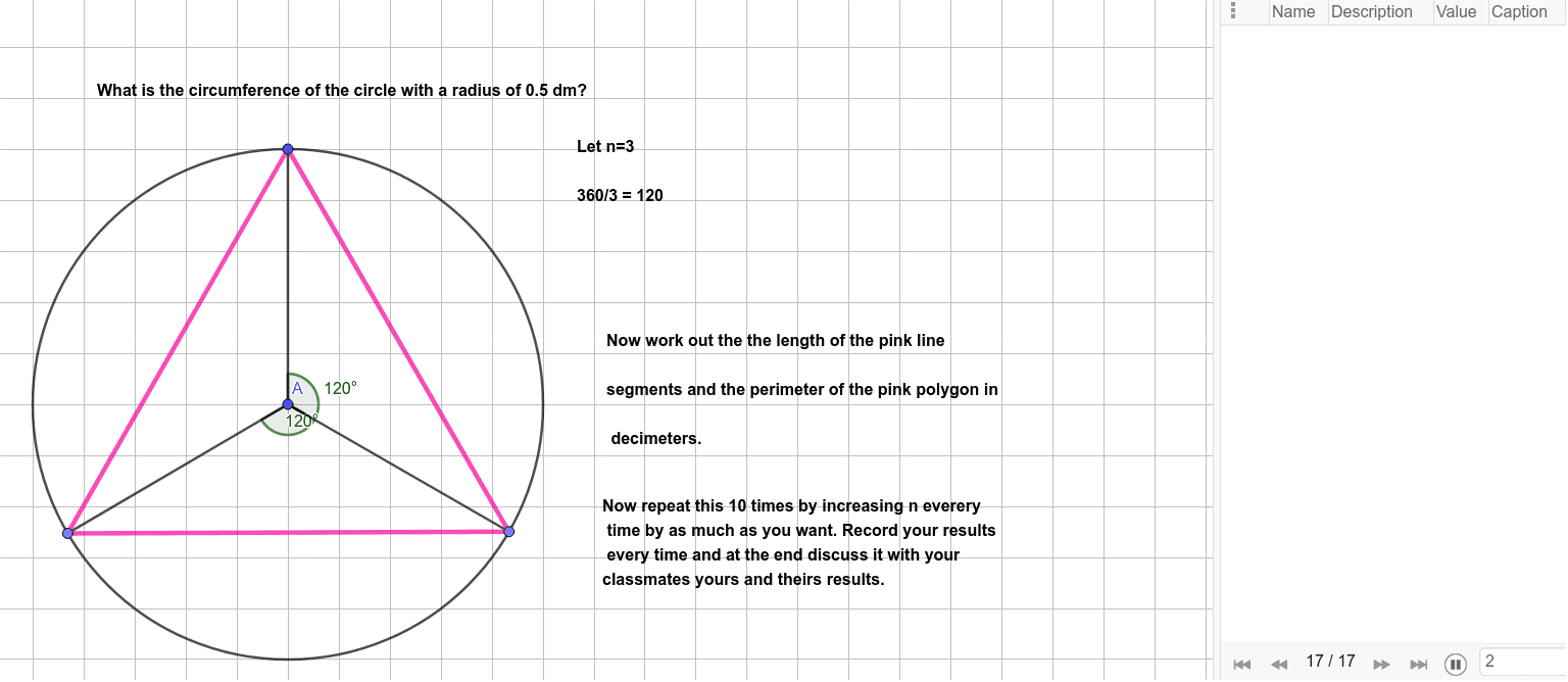 Pi activity – GeoGebra