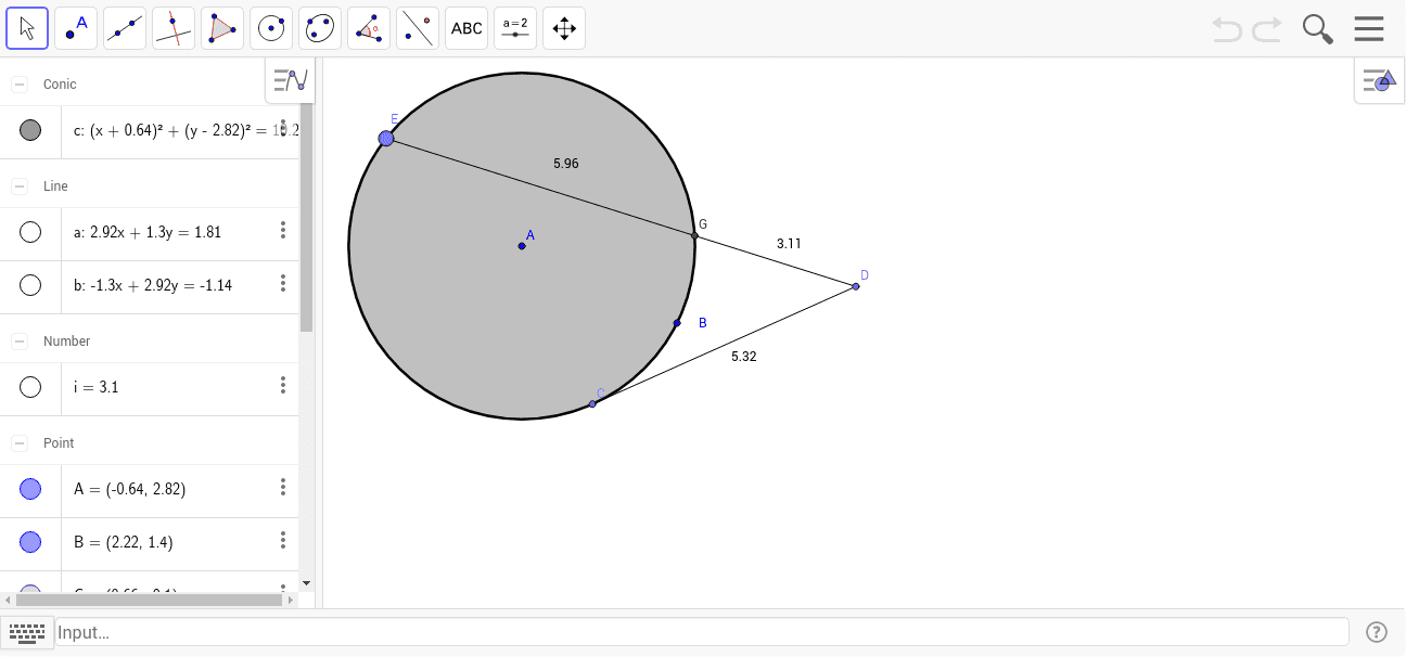 Tangent from an external point – GeoGebra