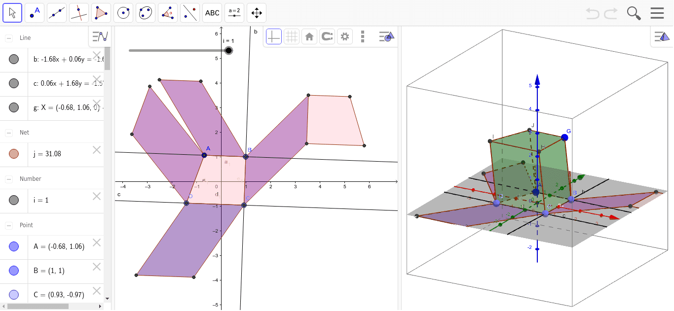 Prisma de base trapecio rectángulo y su desarrollo – GeoGebra