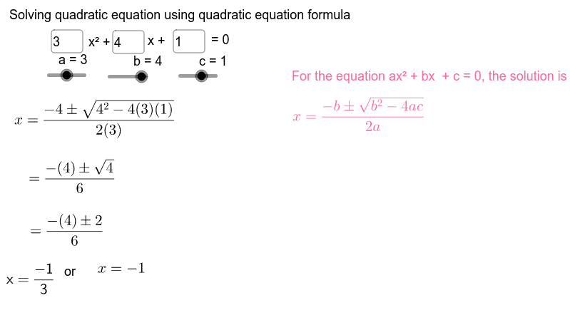 Quadratic equation and nature of roots – GeoGebra