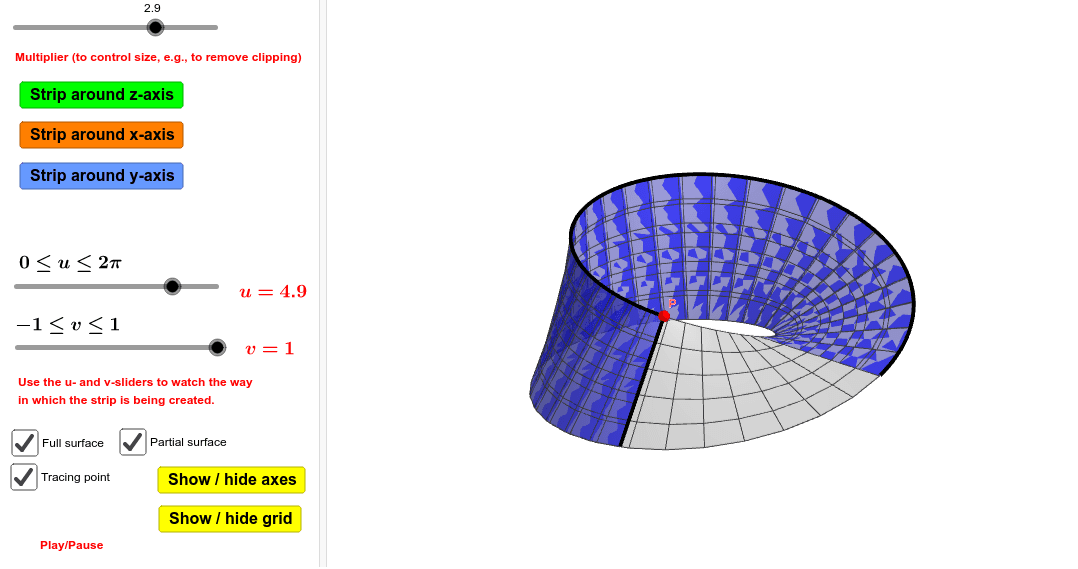 Moebius strip - a classical example of one-sided surface – GeoGebra