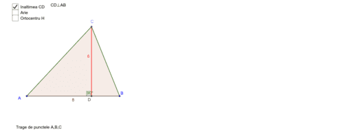 Inaltimea, aria triunghiului – GeoGebra