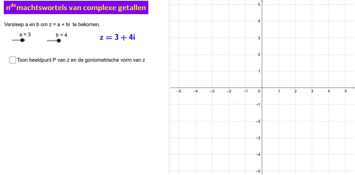 n-de machtswortels uit een complex getal – GeoGebra