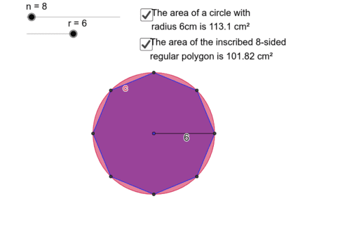 Area of Circle, by inscribed polygons – GeoGebra