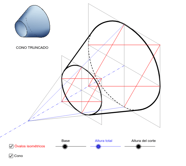 CONO TRUNCADO (isométrica) – GeoGebra