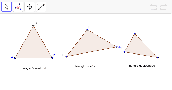 Propriétés des triangles équilatéraux et isocèles – GeoGebra