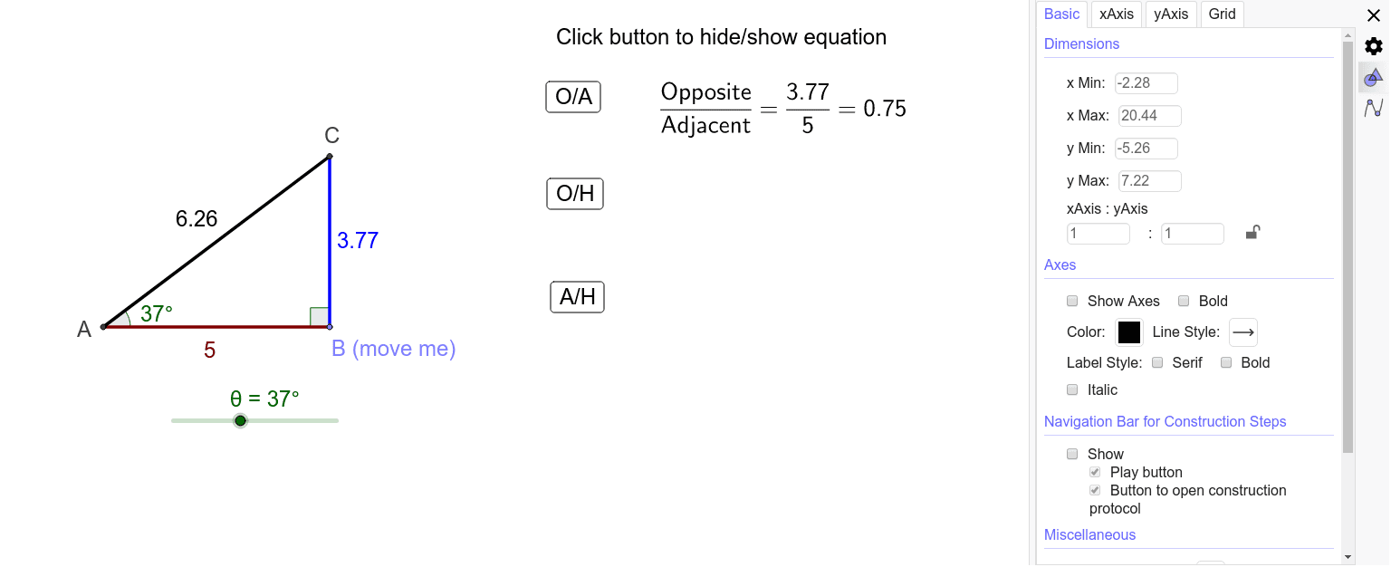 Trig Ratios intro – GeoGebra