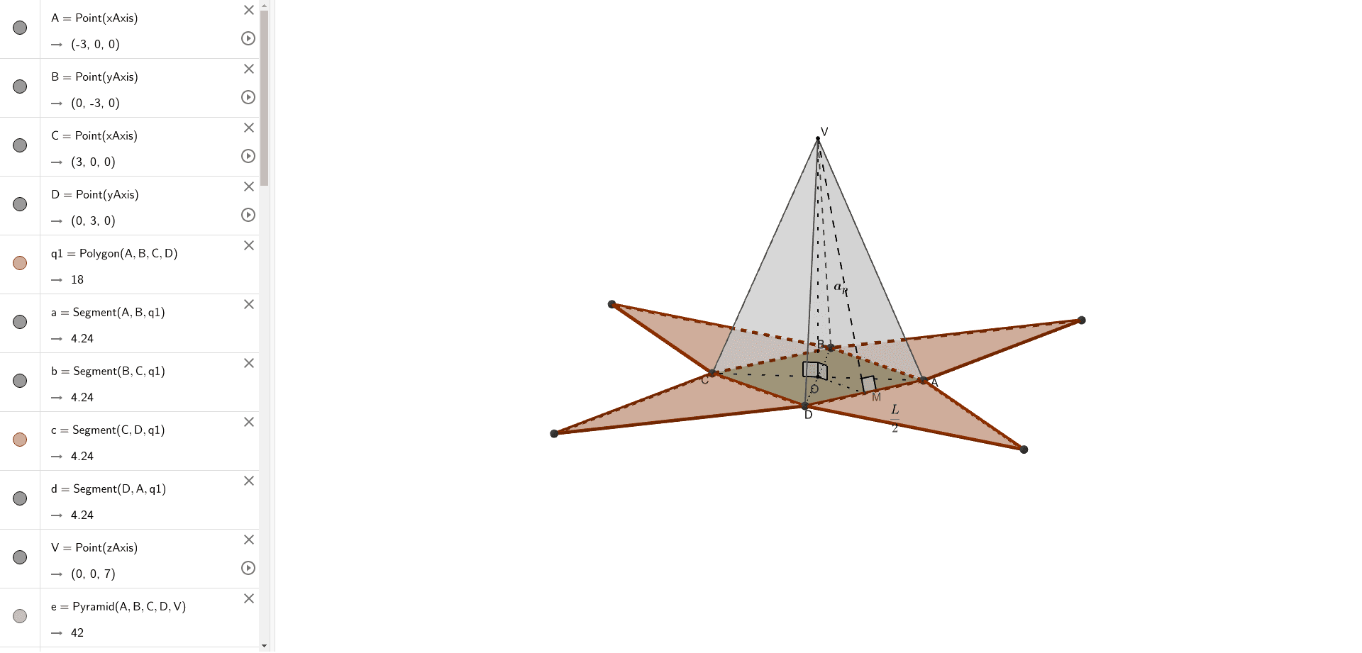 PIRAMIDA ARIE DESFASURARE – GeoGebra