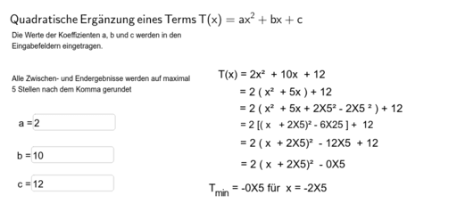 Quadratische Ergänzung – GeoGebra