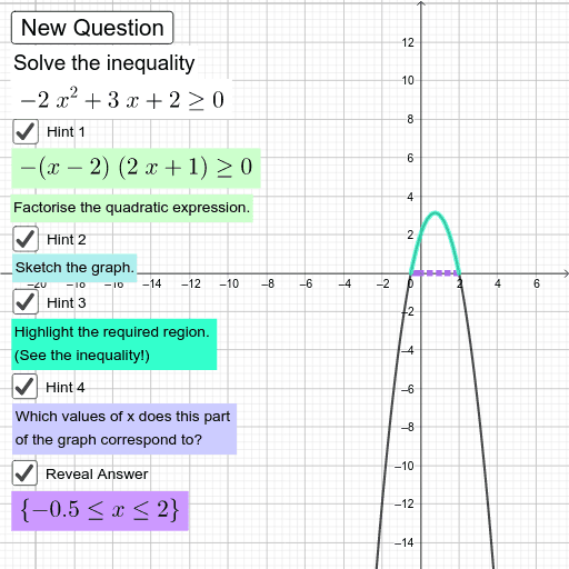 Quadratic Inequalities – GeoGebra