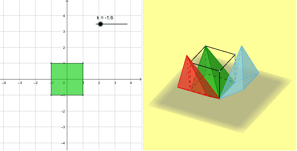 Pyramid x 3 --> Cube – GeoGebra