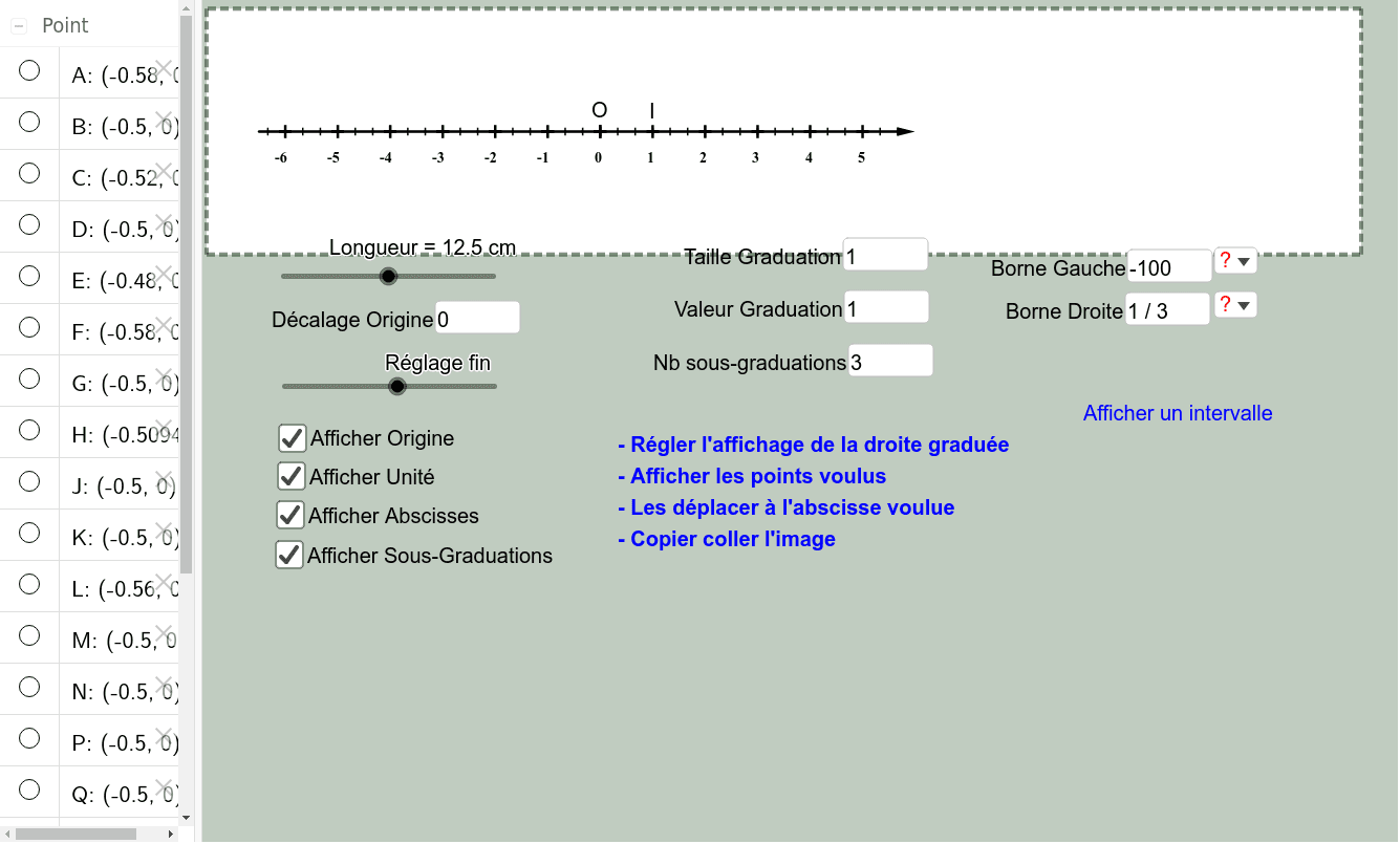 Créateur de droite graduée – GeoGebra
