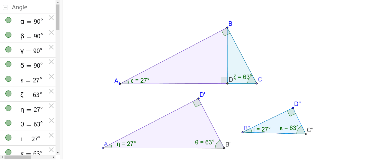 Proportions in Right Triangles Discovery – GeoGebra