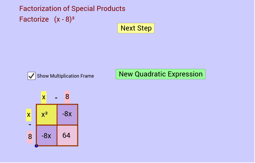 Factorization involving (Special Products /Perfect Squares) – GeoGebra