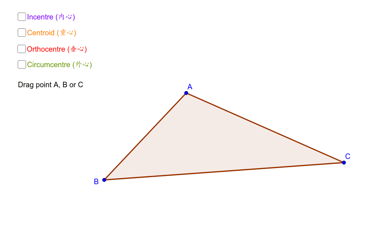 Centres of a Triangle – GeoGebra