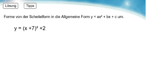 von der Scheitelform zum quadratischen Funktionsterm – GeoGebra