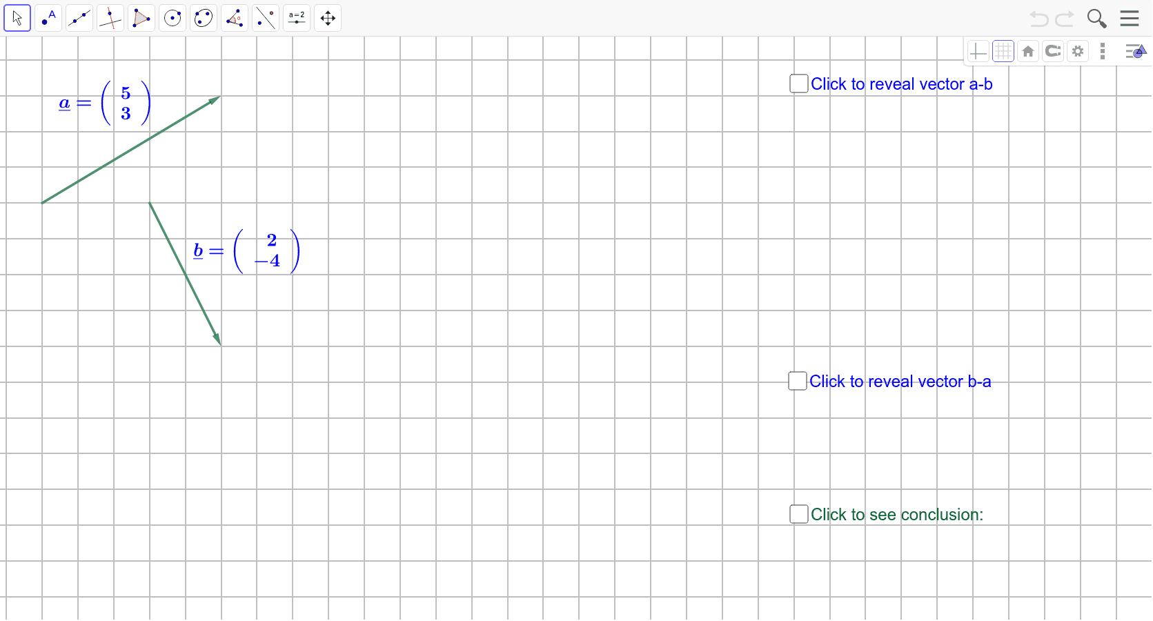 The subtraction of vectors. – GeoGebra