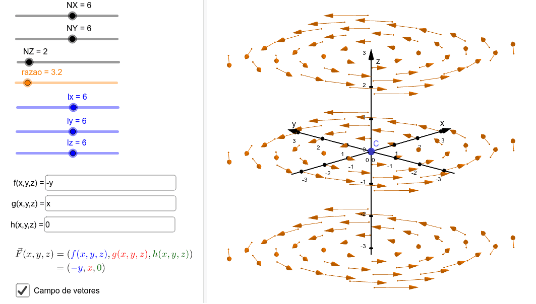 Campo de vetores 3D – GeoGebra